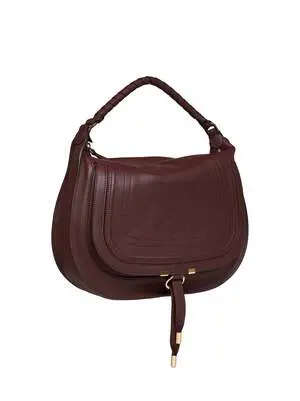 Chloé Marcie Small Shoulder Bag In Dark Velvet - Multicolor