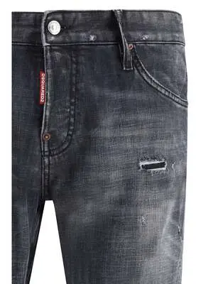 Dsquared2 Slim Twist Jeans With Abrasion Details - Black