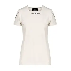 VAZAF Oversized Square Neck T-shirt With Metallic Chain Embellishment