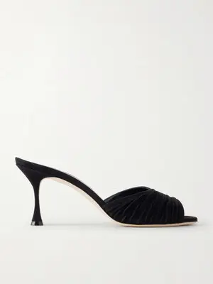 Manolo Blahnik Pirua' Suede Mules - Black