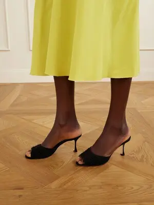 Manolo Blahnik Pirua' Suede Mules - Black