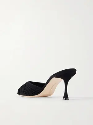 Manolo Blahnik Pirua' Suede Mules - Black