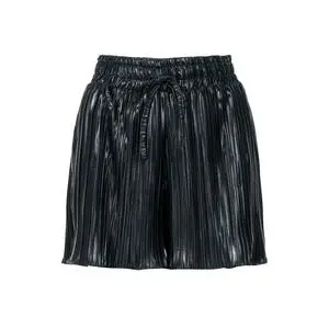 VAZAF Metallic Pleated Drawstring Shorts - Black