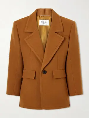 Saint Laurent Brushed Wool Blazer - Brown