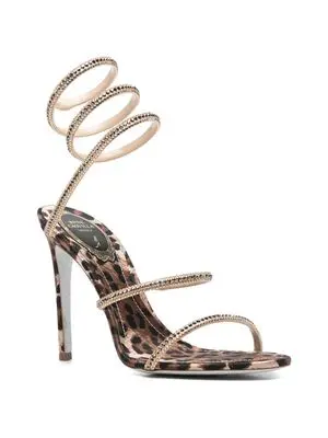 Rene Caovilla Embellished Leopard Print Stiletto Sandals