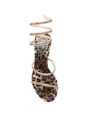 Rene Caovilla Embellished Leopard Print Stiletto Sandals