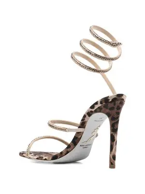 Rene Caovilla Embellished Leopard Print Stiletto Sandals