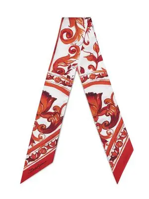 Dolce & Gabbana Silk Twill Maiolica Print Bandana - Multicolor