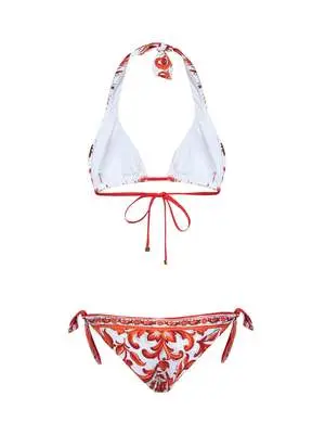 Dolce & Gabbana Maiolica Print Halterneck Bikini - Multicolor