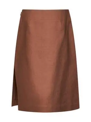 Fendi Midi Skirt In Linen And Cotton