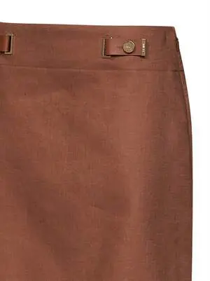 Fendi Midi Skirt In Linen And Cotton