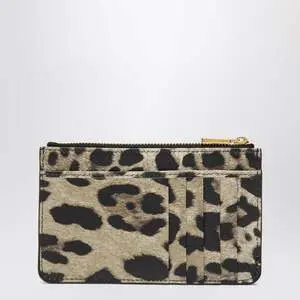 Dolce & Gabbana Leopard-print Dauphine Leather Card Holder With Zip