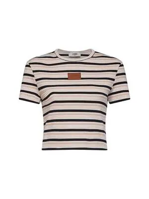 Fendi Striped Cotton Cropped Top