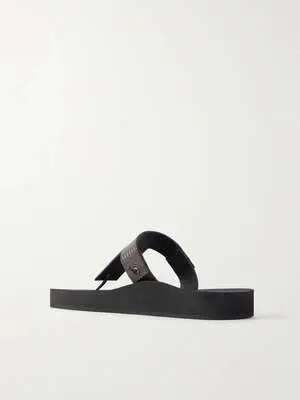 CHRISTEN Edge Lizard-effect Leather Flip Flops