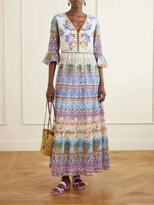 EMPORIO SIRENUSE Bella Printed Cotton Maxi Dress