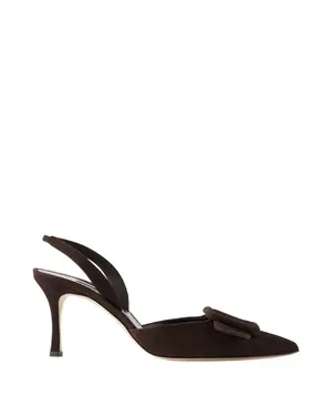 Manolo Blahnik Maysli 70 Suede Slingback Pumps - Brown