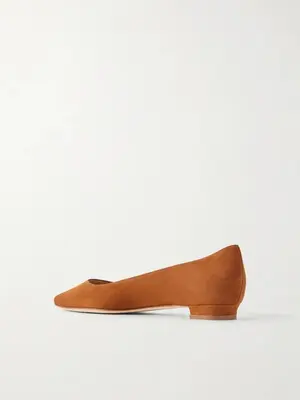 Manolo Blahnik Suede Ballet Flats - Brown