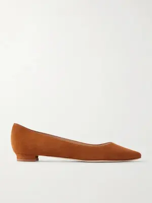 Manolo Blahnik Suede Ballet Flats - Brown