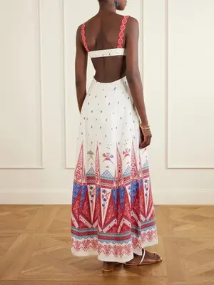 EMPORIO SIRENUSE Azzurra Printed Linen Maxi Dress
