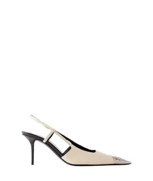 Saint Laurent Jeanne Embossed Leather Slingback Pumps - Neutrals