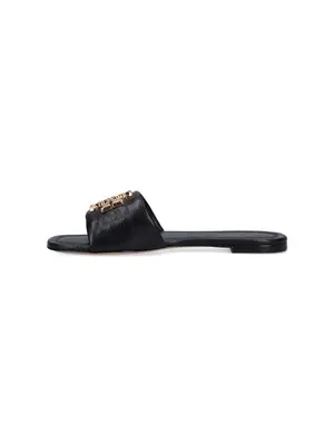 Tory Burch Eleanor Padded Leather Slide Sandals - Black