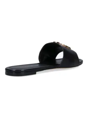 Tory Burch Eleanor Padded Leather Slide Sandals - Black