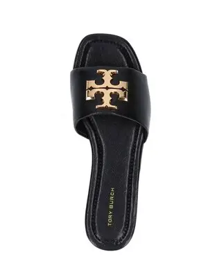 Tory Burch Eleanor Padded Leather Slide Sandals - Black