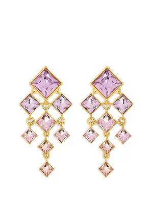 Oscar De La Renta Square-cut Rhinestone Chandelier Clip-on Earrings - Gold