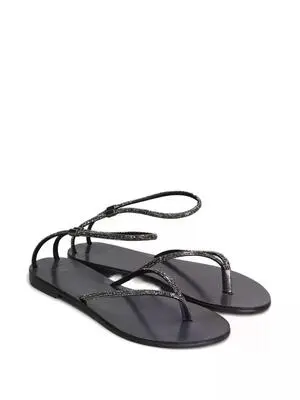 NICOLAS LAINAS Crystal-embellished Flat Sandals - Black