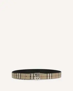 Burberry Tb Reversible Check Belt - Beige