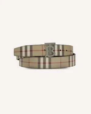 Burberry Tb Reversible Check Belt - Beige