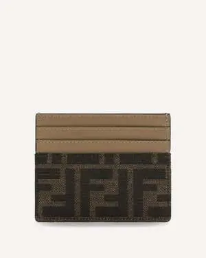 Fendi Card Holder With Ff Jacquard Fabric - Brown