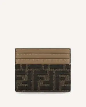 Fendi Card Holder With Ff Jacquard Fabric - Brown