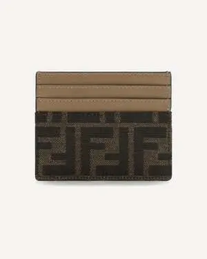 Fendi Card Holder With Ff Jacquard Fabric - Brown