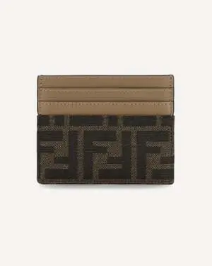 Fendi Card Holder With Ff Jacquard Fabric - Brown