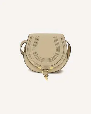 Chloé Small Marcie Leather Shoulder Bag - Beige