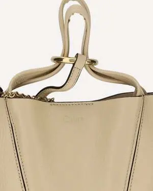 Chloé Spin Shoulder Bag In Grained Leather - Beige