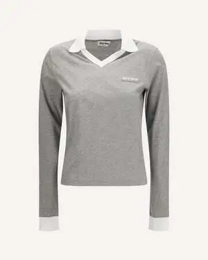 Miu Miu Long-sleeved Cotton Polo T-shirt