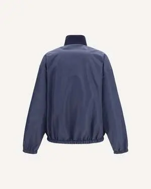 Miu Miu Technical Canvas Zip-up Jacket With Leather Details - Blue