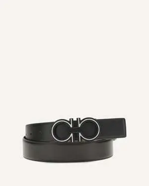 FERRAGAMO Reversible Leather Belt With Gancini Buckle