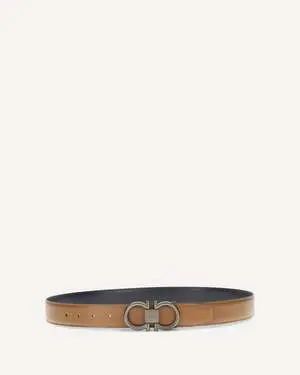 FERRAGAMO Reversible Gancini Leather Belt - Beige