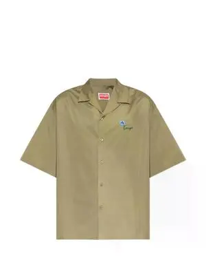 Kenzo Tulip-embroidered Short-sleeve Shirt - Green