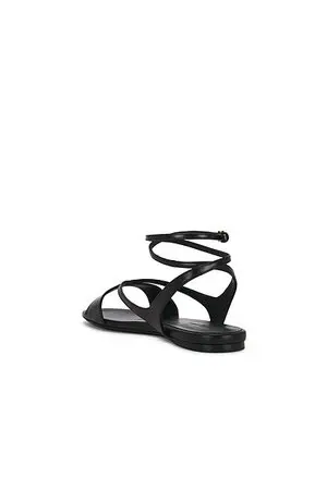 Khaite Liria Leather Ankle Strap Flat Sandals - Black