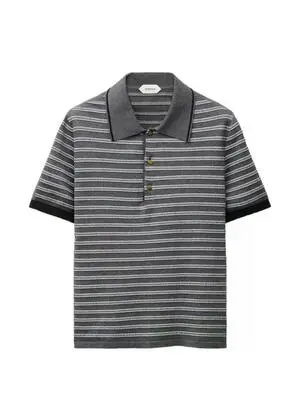 Versace Jacquard Cotton-blend Knit Polo - Grey