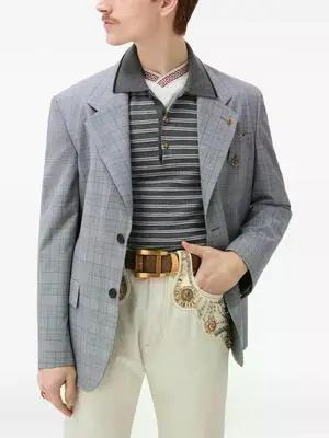 Versace Jacquard Cotton-blend Knit Polo