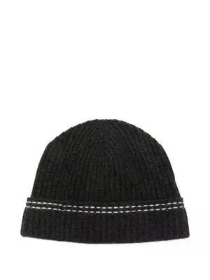 Eleventy Ribbed Knit Striped Beanie Hat