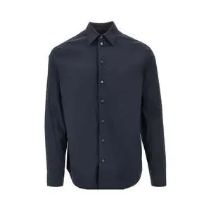 Emporio Armani Tretch Poplin Hirt - Blue