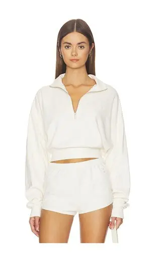 Eterne Cropped Half-zip Sweatshirt - Bone