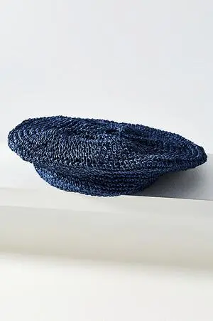 WYETH Straw Beret - Navy