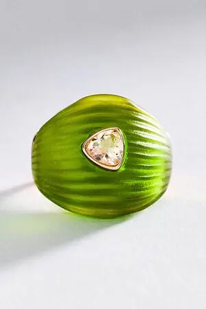 Anthropologie Chunky Resin Statement Ring - Lime
